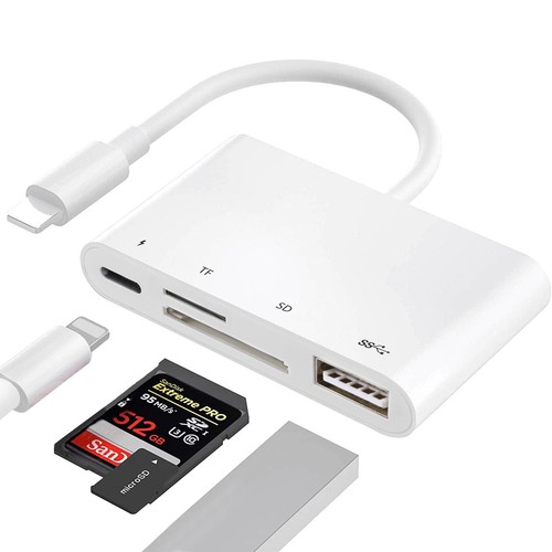 IOS12 SD/TF Card Reader OTG Charger Music Adapter For iPhone XS Max XR ...