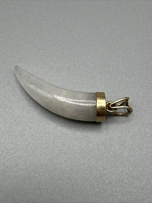Unique 14KP & White Jade Tooth / Claw Pendant, 5.4g | eBay