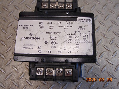 EMERSON E500 HEVI-DUTY .500KVA TRANSFORMER PRI: 240/480V SEC: 110/120V ...