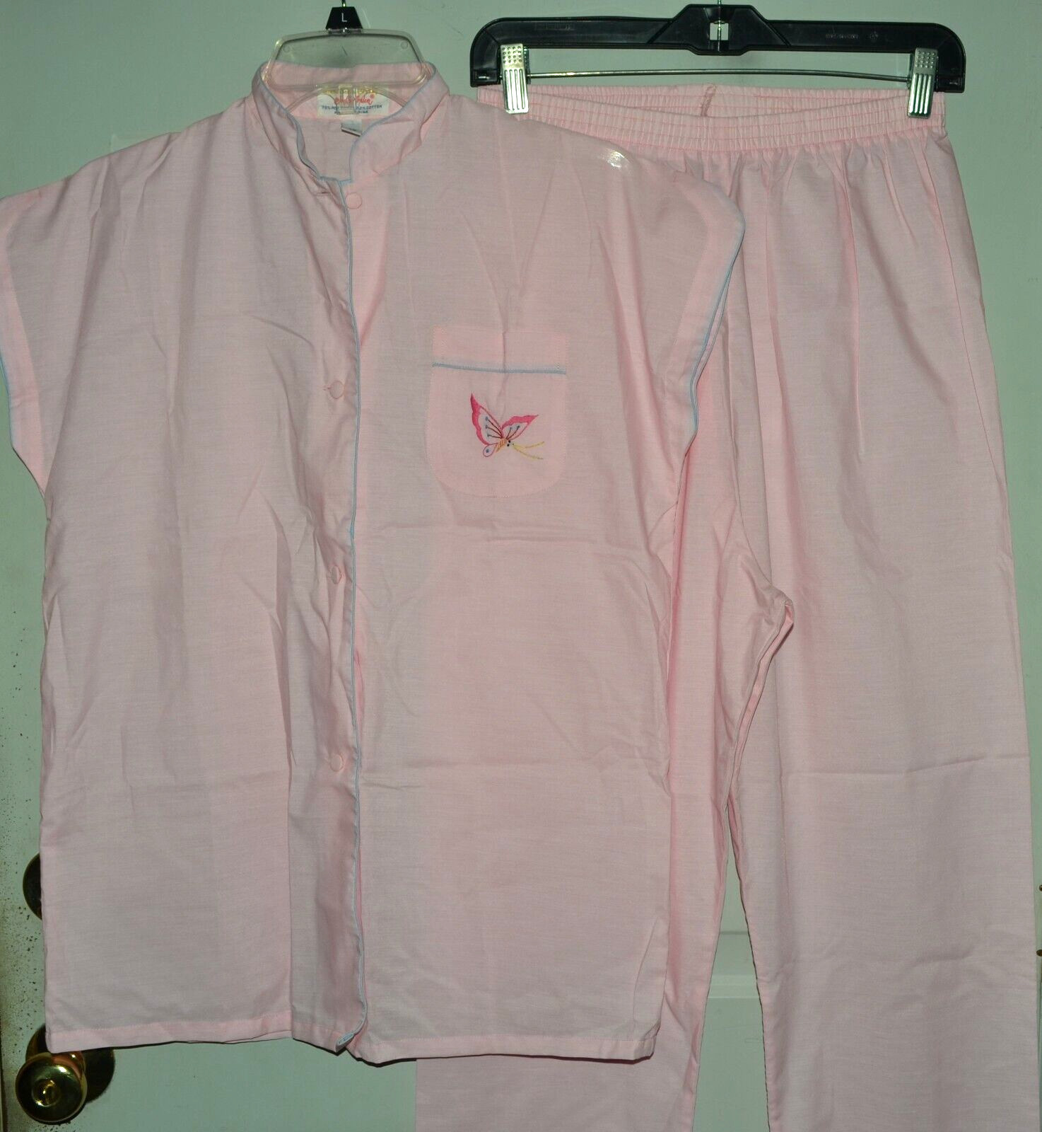 VINTAGE JODIE ARDEN PAJAMA SET 1980'S PINK EMBROIDERE… - Gem