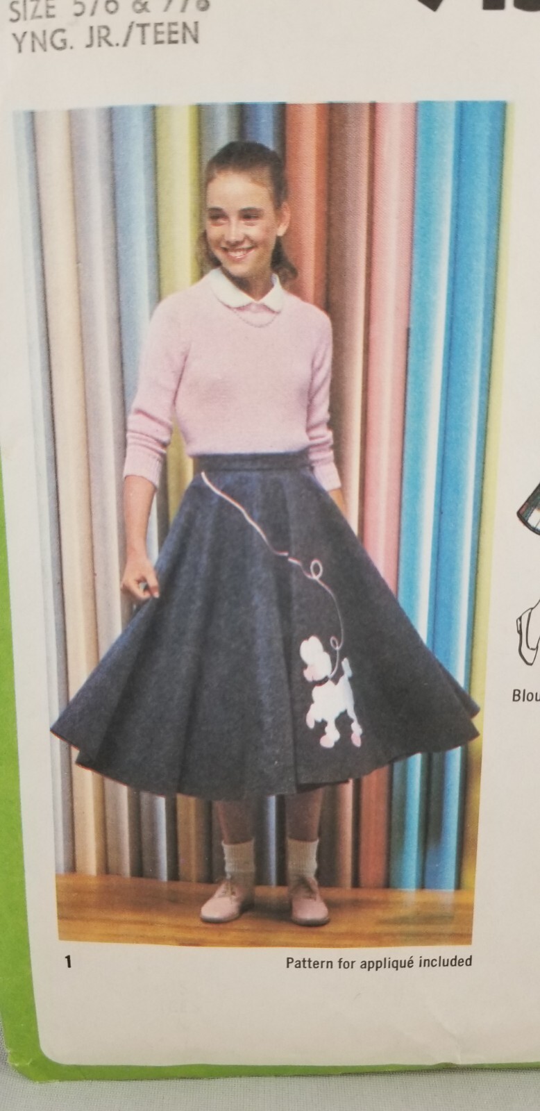 Simplicity Poodle Skirt Vest Sewing Pattern 9154 Jr Sizes 5/6 7/8 ...