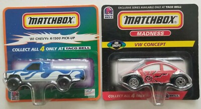 Matchbox Lot 2 Taco Bell Exclusive Toy Car Chevy Truck VW Bug Concept ...