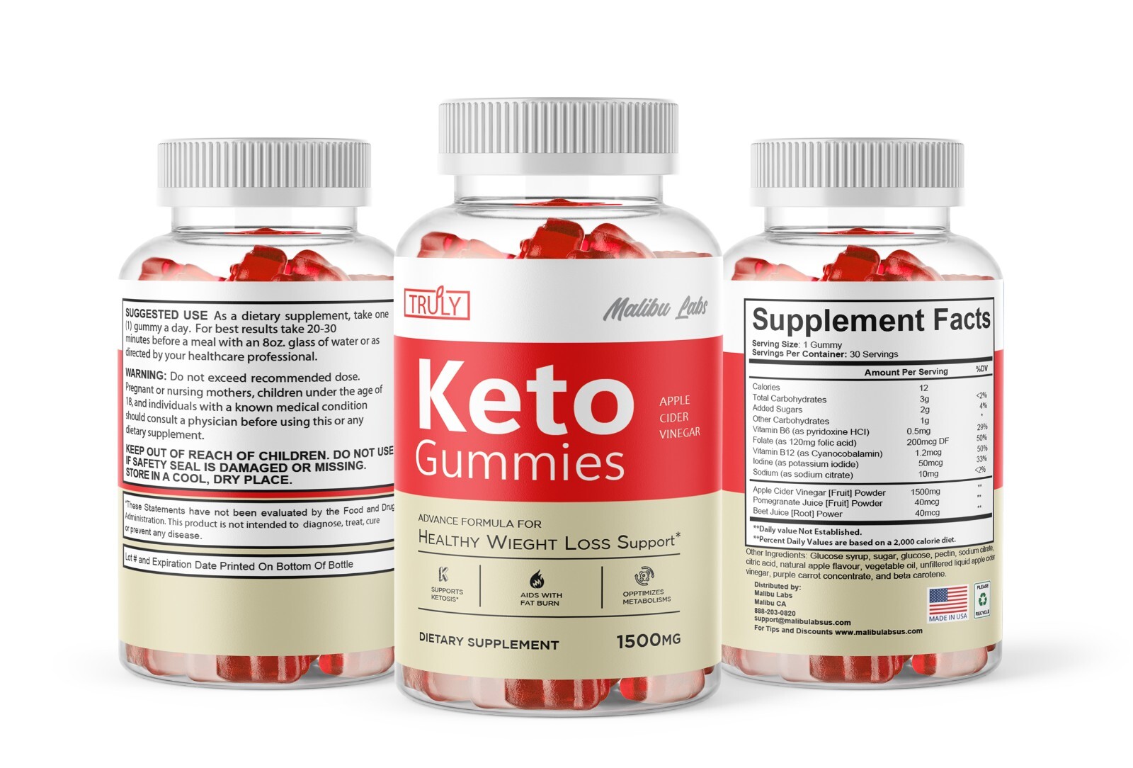 Truly Gummies Keto 1500mg Advanced Formula ACV Weight Loss Support ...