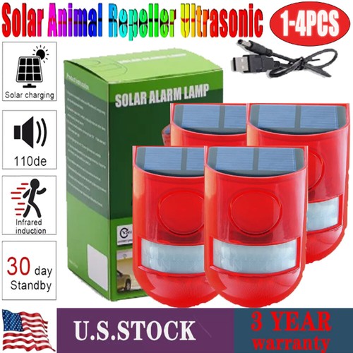 1-4x Solar Alarm Light Solar Strobe Light Wireless MotionSensor ...