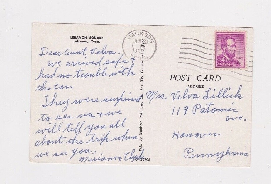 VINTAGE LEBANON, TENN. LEBANON SQUARE POST CARD | eBay