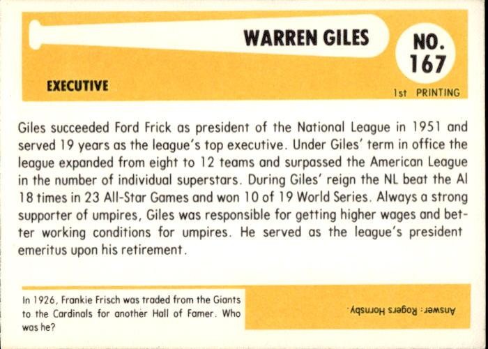 1980 Warren Giles #167 | eBay