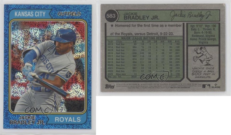 2023 Heritage High Number Chrome Blue Sparkle Refractor Jackie Bradley ...