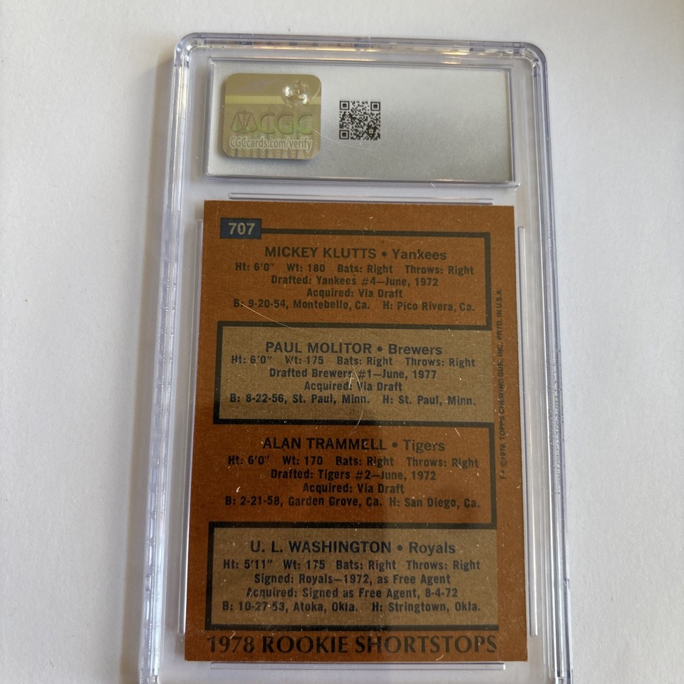 1978 Topps - Rookie Card Paul Molitor, Alan Trammell, #707 GRADED 6.5 ...