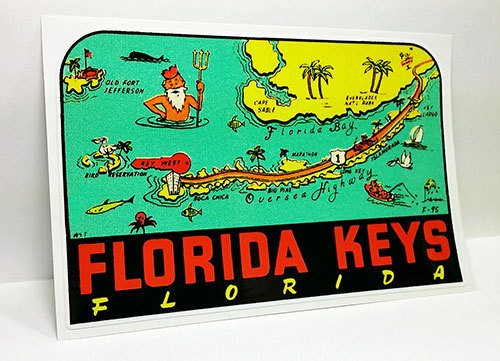 Florida Keys Vintage Style Travel Decal / Vinyl Sticker, Luggage Label ...