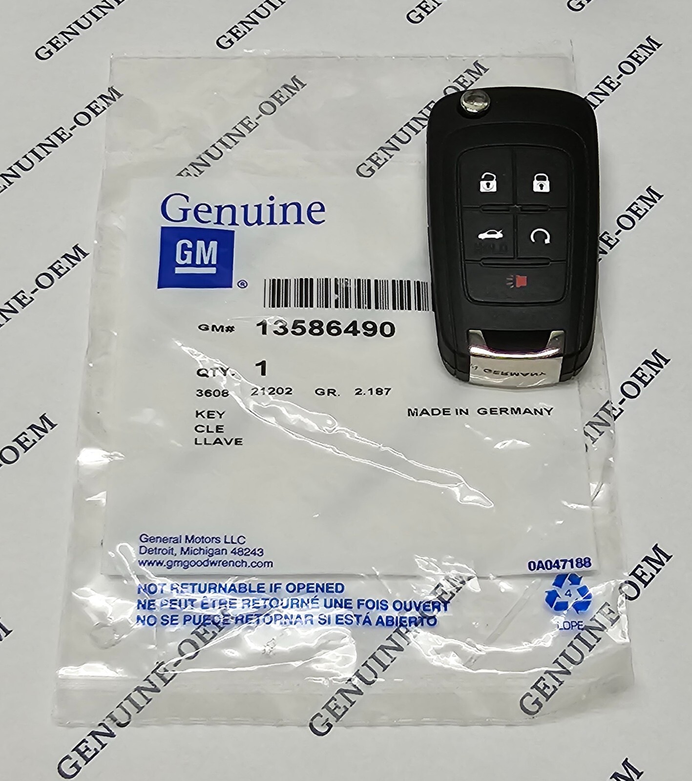 Chevy 13586121 GM OEM Keyless Entry Remote Start Fob Transmitter FCC ...
