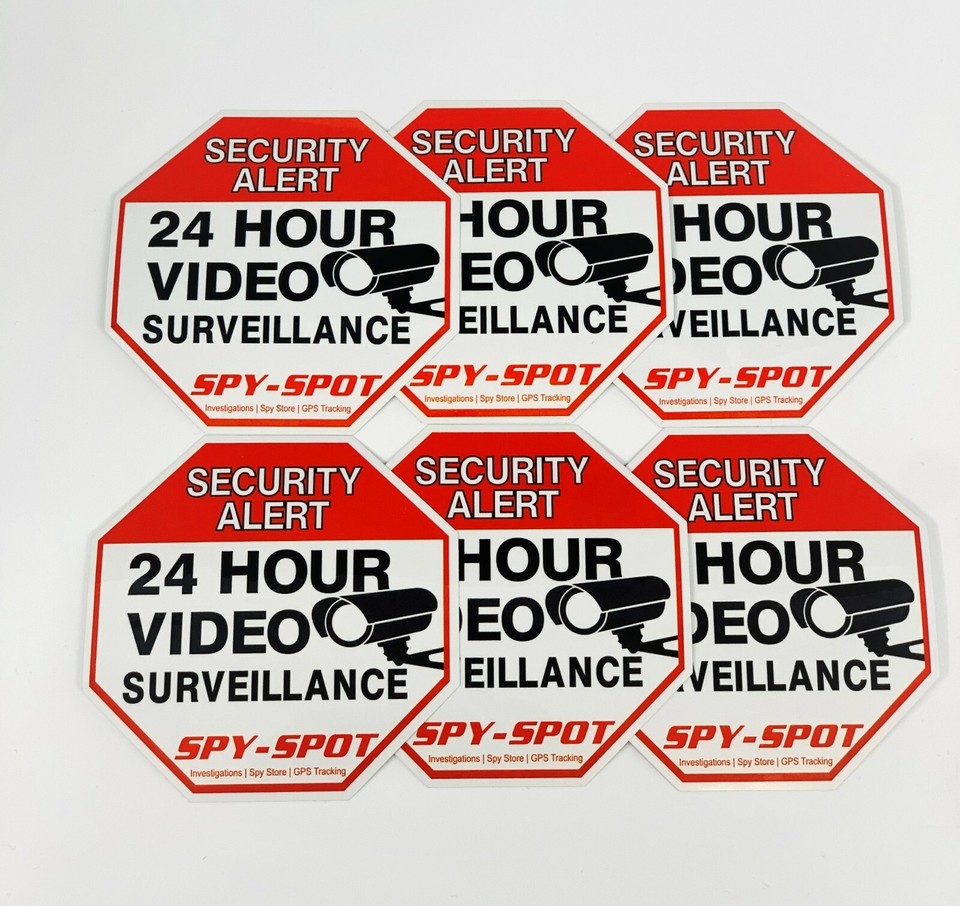 6 x Security Surveillance Decals Vinyl CCTV Security System Double ...
