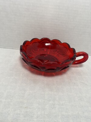 Vintage Fostoria Elegant Glass Ruby Red Coin Glass Nappy Dish Handle | eBay
