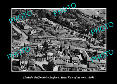 OLD POSTCARD SIZE PHOTO LINSLADE BEDFORDSHIRE ENGLAND TOWN AERIAL VIEW ...