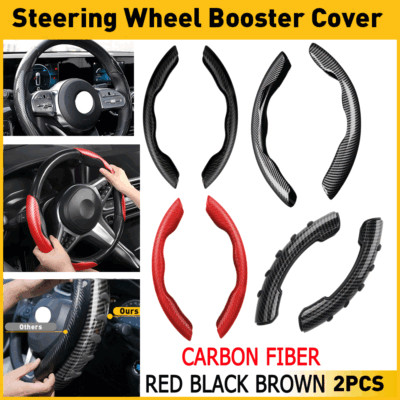 2X Carbon Fiber Universal Car Steering Wheel Booster Cover NonSlip ...