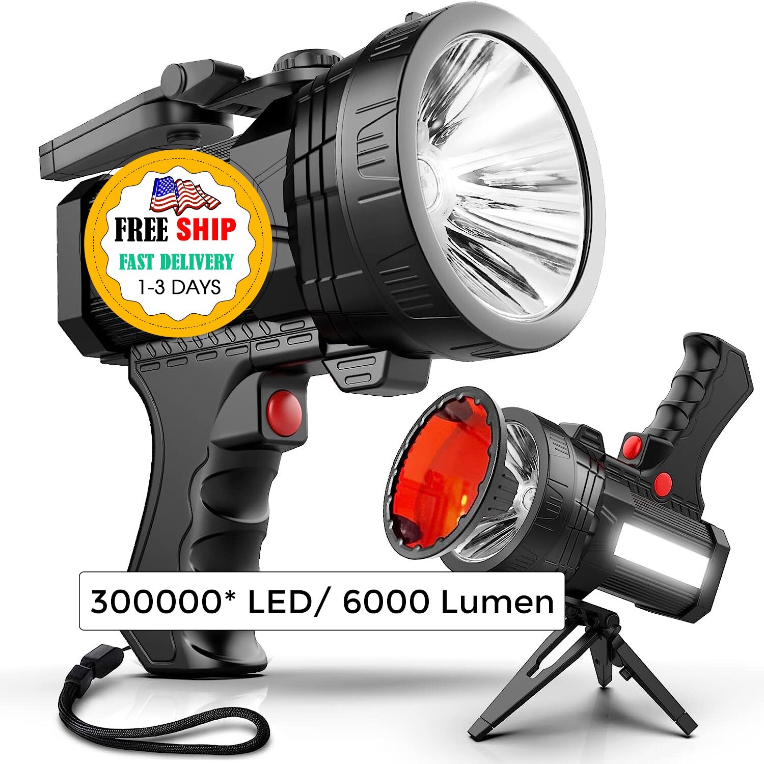 Super Brillante Led De Mano Foco De Mano Linterna Recargable 10000Mah ...