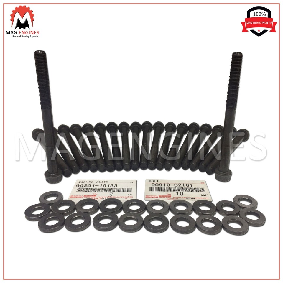 90910-02181 GENUINE OEM HEAD BOLTS WITH WASHER PLATE 2UZ-FE FOR 4RUNNER ...