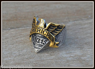 Signet Ring Eagle / American Biker ~ Size 8 With 13 (Gothic Punk Biker ...