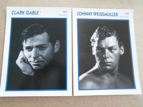 CLARK GABLE + JOHNNY WEISSMULLER - 2 FRENCH TRADING "ROOKIE" CARDS | eBay
