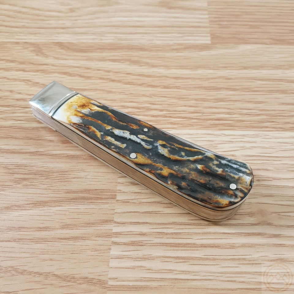 Rough Ryder Jumbo Trapper Pocket Knife Carbon Steel Blades Cinnamon ...