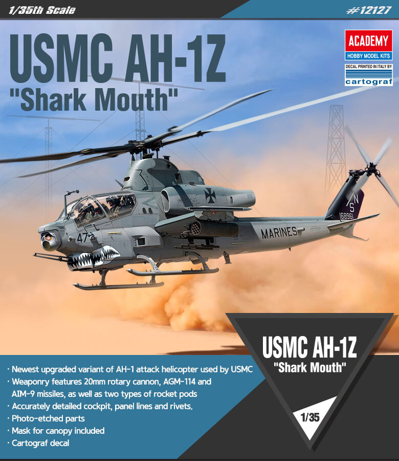 1/35 USMC AH-1Z Shark Mouth #12127 US Marine Corps ACADEMY HOBBY MODEL ...