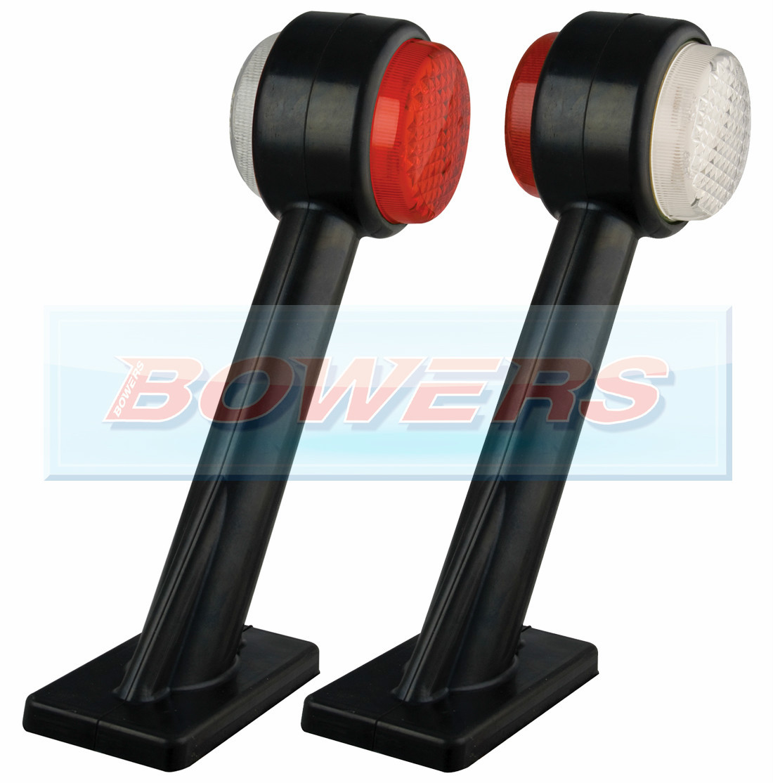 2x LED AUTOLAMPS 1004 12V/24V RED/WHITE FRONT & REAR STALK MARKER LAMPS ...