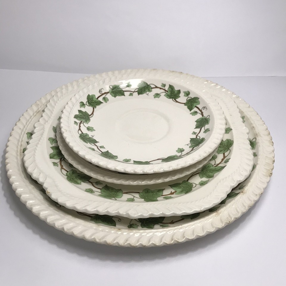 Vtg Harker Royal Gadroon Pottery IVY Dinner Set Scalloped Edge SET OF ...