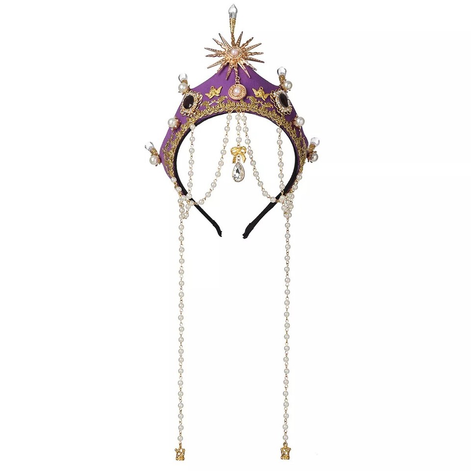 Renaissance Women Tudor Headpiece Royal French Hood Coronet Beads Chain ...
