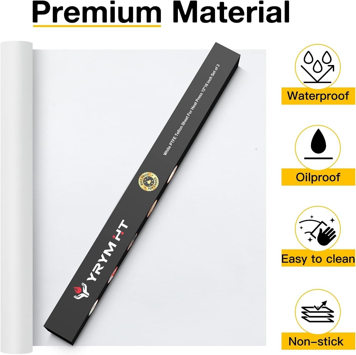 3 Pack 12x16 White PTFE Sheets Heat Press Non-Stick Reusable Craft Mats ...