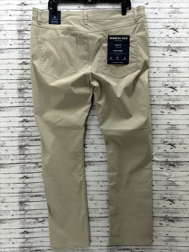 Kenneth Cole Chino 5-Pocket Tech Pants Slim Fit Men's 38x30 Beige ...
