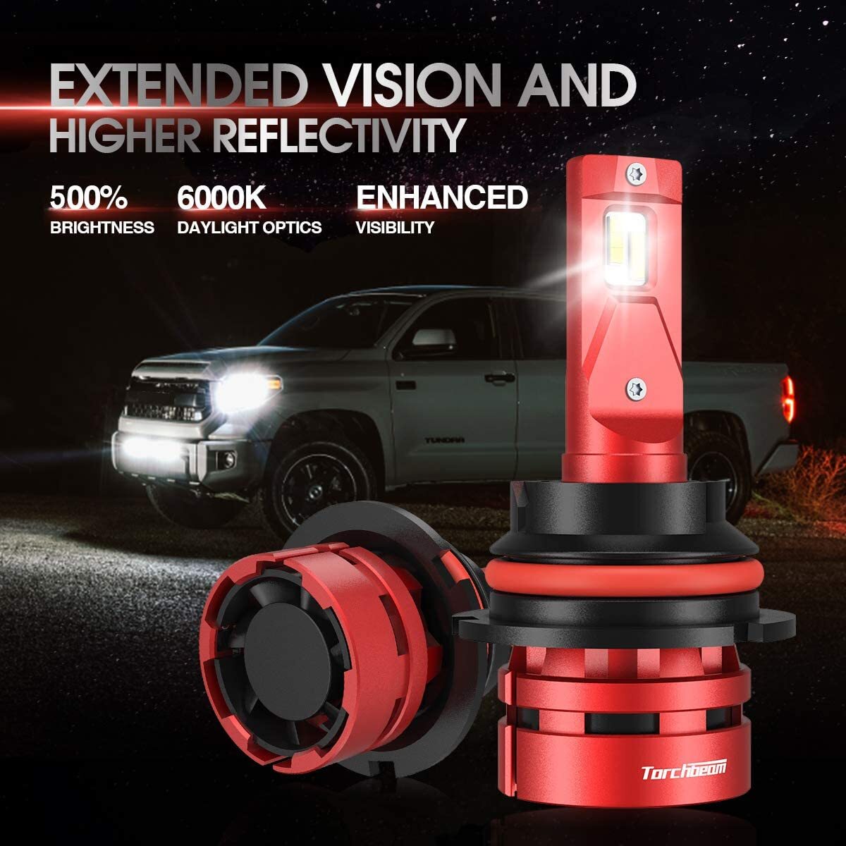 Torchbeam 9007/HB5 LED Headlight Bulb Kit 16000 LM 6000K LED High/Low ...