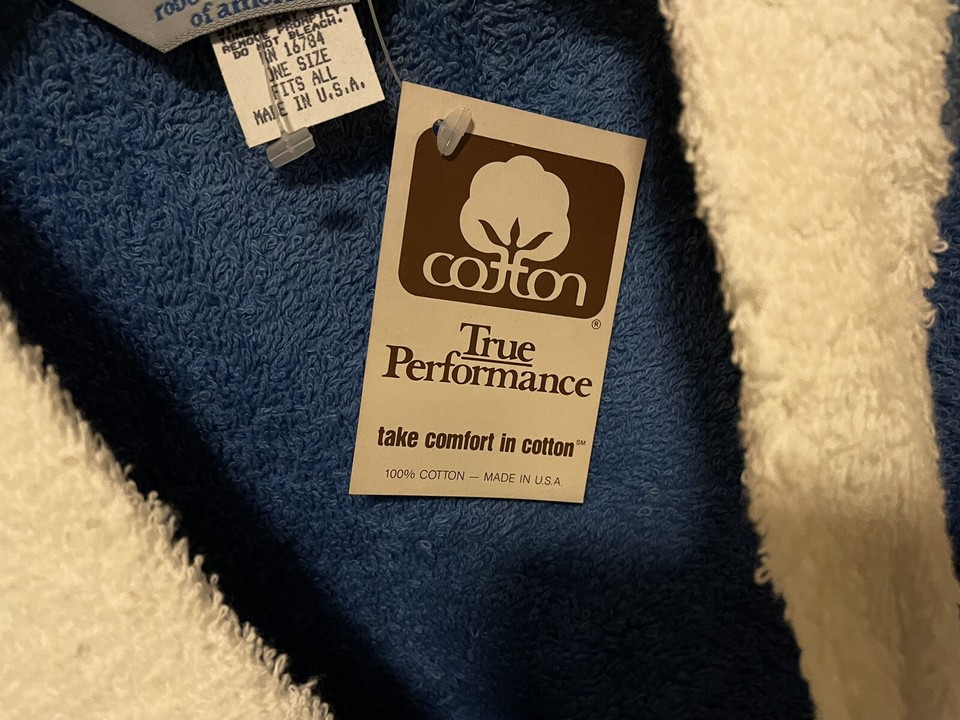VTG RCA Blue white Flannel Robe Mid USA NEW!!! | eBay