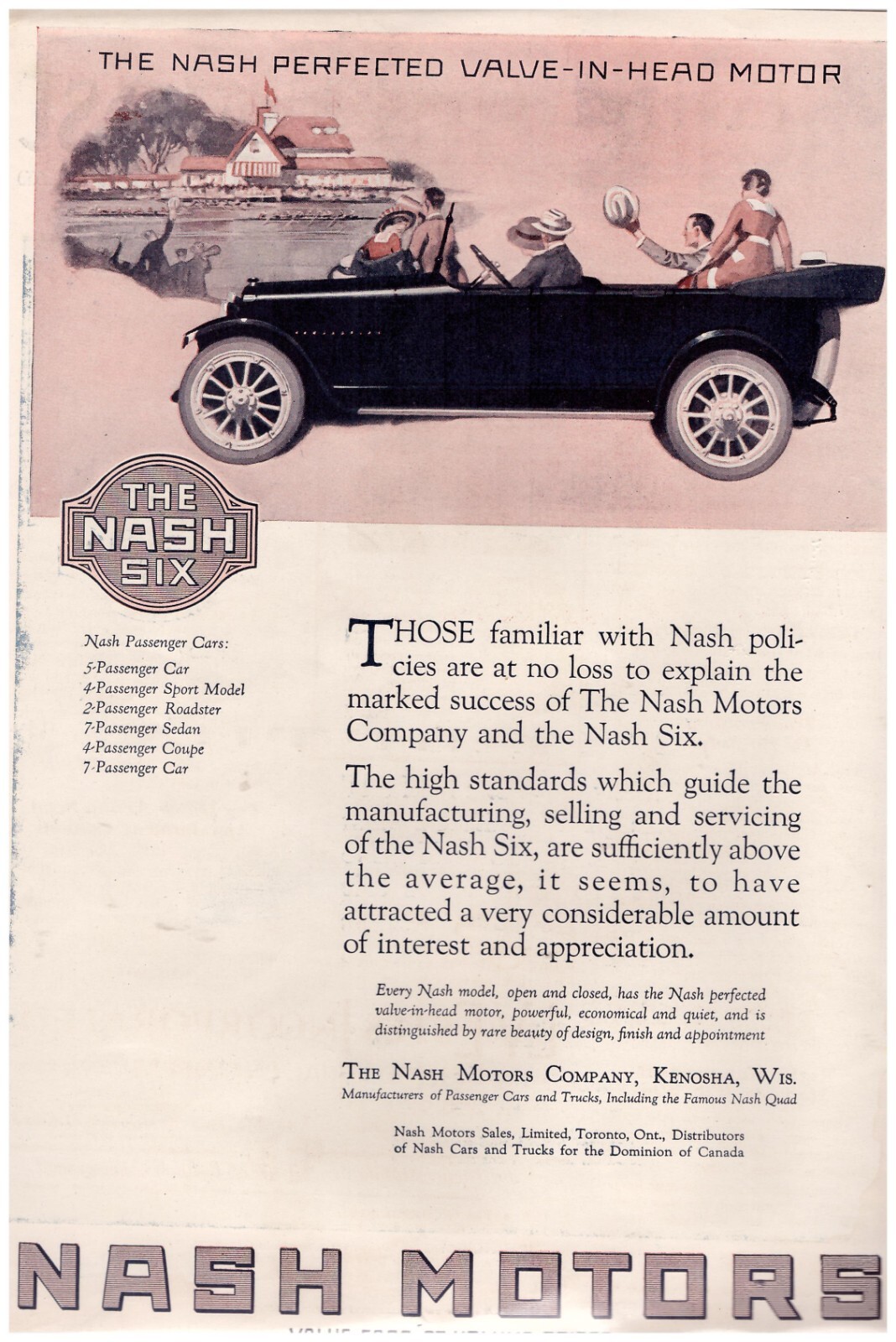 1920 Original NASH SIX Ad. Polo Players & Country Club. Nash Motors ...