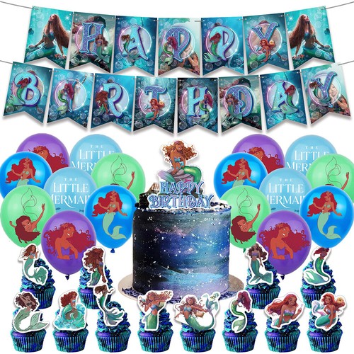 30Pcs The Little Mermaid Theme Backdrop Birthday Party Decorations ...