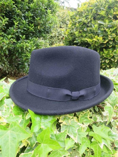 Mens Trilby Hat 1950s Retro Black 100% Wool Vintage Style Trilby | eBay