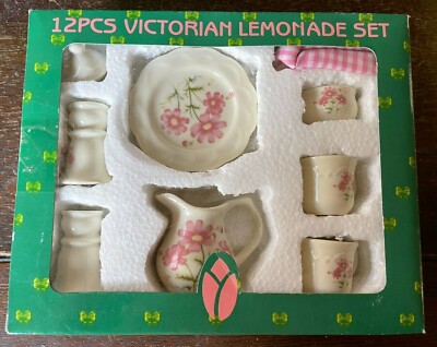 Delton 12 pcs Victorian Lemonade Set miniature set vintage floral doll ...