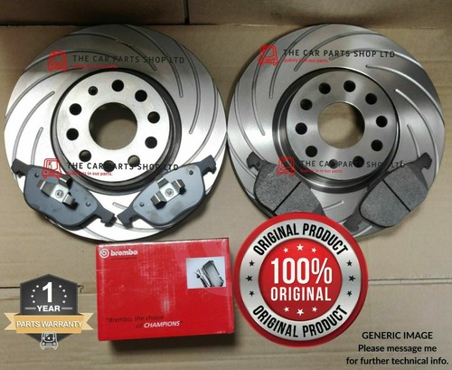 FITS AUDI A3 2.0 TDI MK2 GROOVED FRONT BRAKE DISCS 288MM AND BREMBO ...
