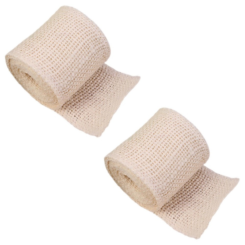 2 Rolls Wrapping Ribbon for Presents Natural Burlap Fabric Ribbons ...