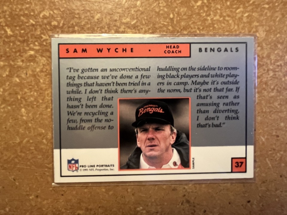 Cincinnati Bengals-1991 PRO LINE SAMPLE CARD #37, SAM WYCHE /$14 ...