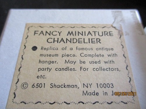 Shackman Fancy Miniature Chandelier Replica a Famous Antique in Box ...