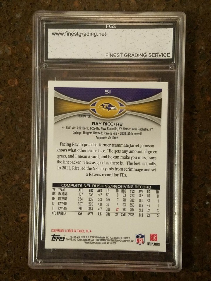 2012 Topps Chrome Refractor #51 Ray Rice Football Baltimore Ravens FGS ...