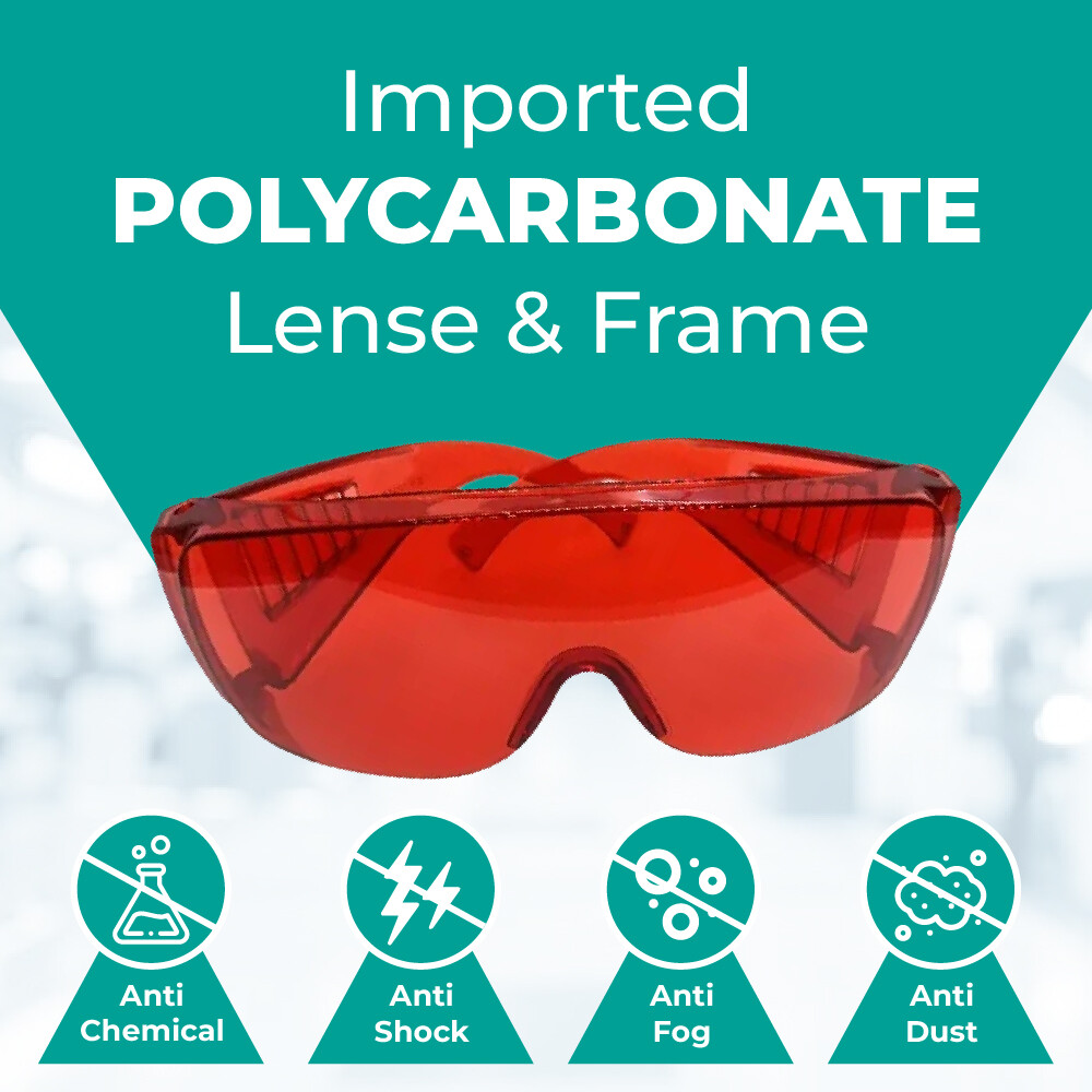 Dental Red Safety Glasses Eyewear Protection Anti Shock Lab Spectacles ...