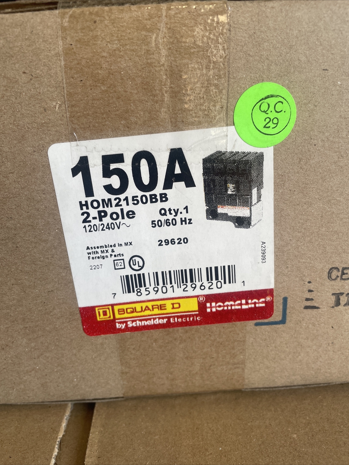 NEW Square D Homeline HOM2150BB 2p 150A Branch Circuit Breaker ...