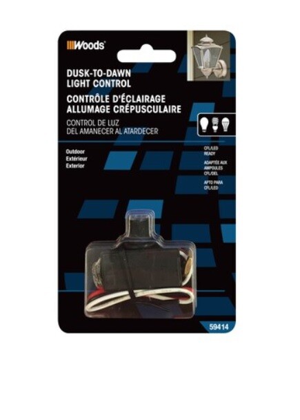 Woods Hard Wire Photocell-Mini Driveway Walkway Lighting Control Switch ...