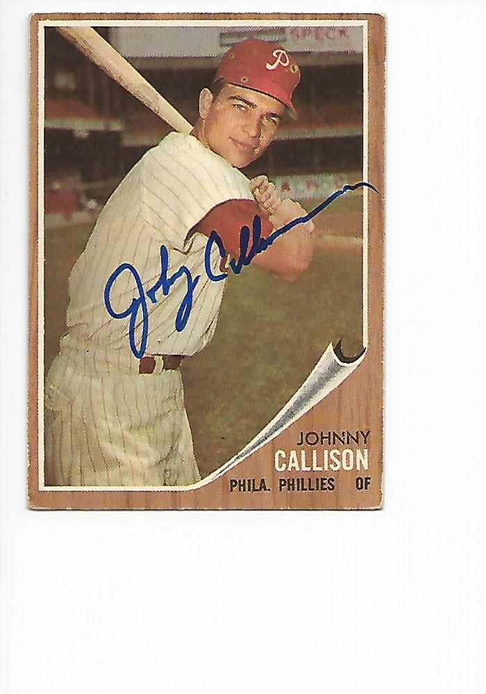 JOHNNY CALLISON Autographed Signed 1962 Topps card Philadelphia ...