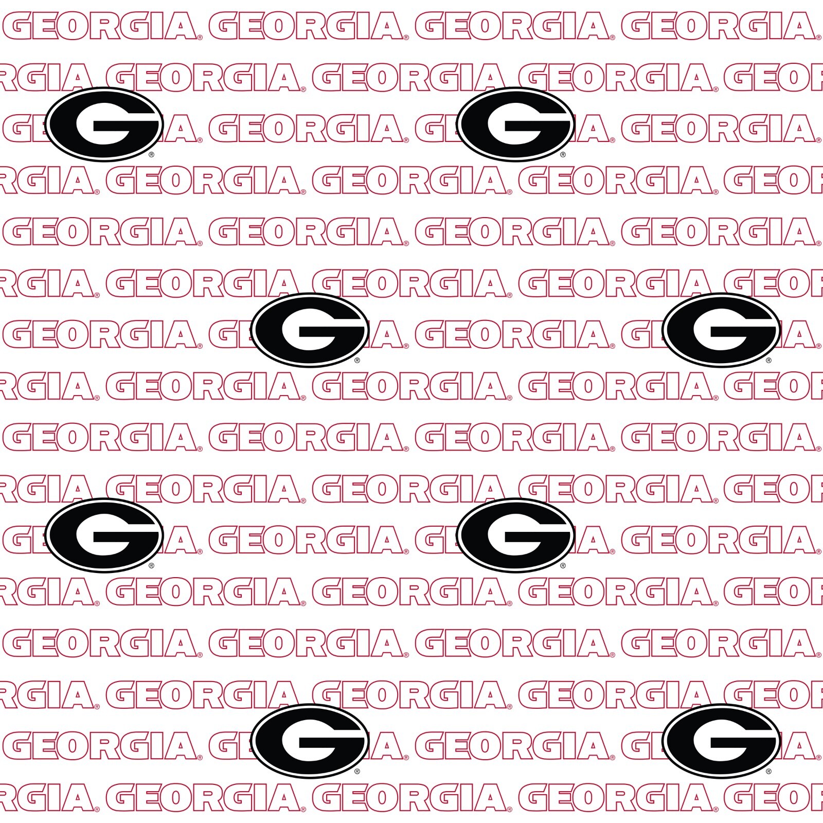Georgia Bulldogs Cotton Fabric White Block Letter Print-Sold by the ...