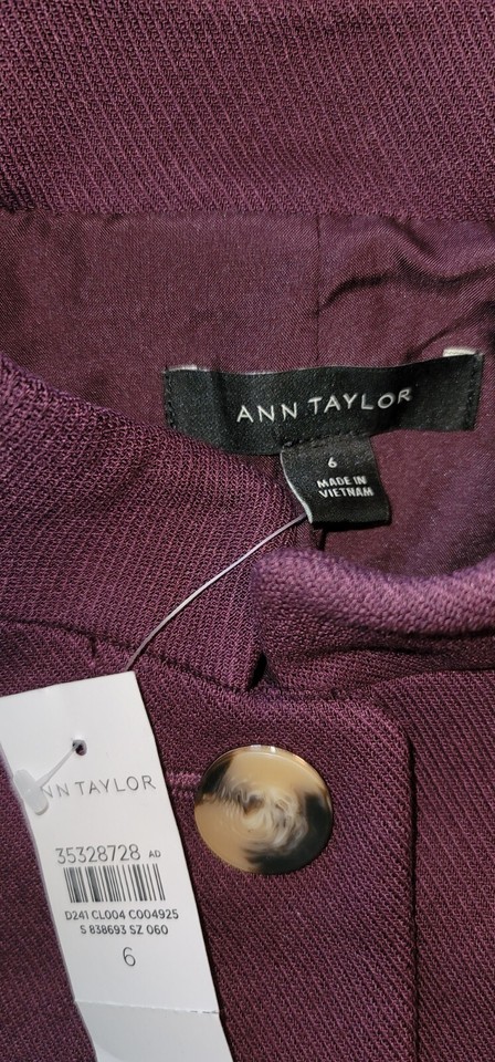 ** Ann Taylor sz 6 Mock Neck Patch Pocket Military Jacket in Plum Rose NWT! | eBay