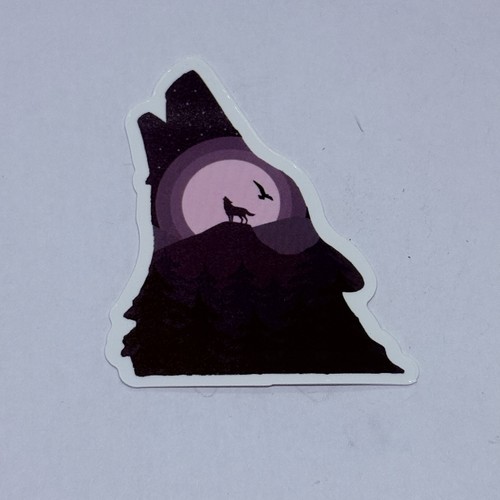 Howling Wolf Sticker Mountain Top Night Moon Art Travel Decal Vinyl ...