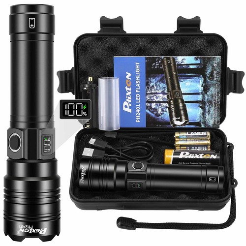 Rechargeable Flashlights 2000 High Lumens Long Range 3280 FT, Super ...