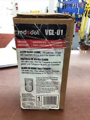 NEW RED DOT CLEAR GLASS VAPORTIGHT INCANDESCENT FIXTURE GLOBE VGL-01 ...