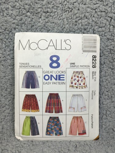 8228 McCalls SEWING Pattern Childs EASY Shorts With Pockets CUT Size 7 ...